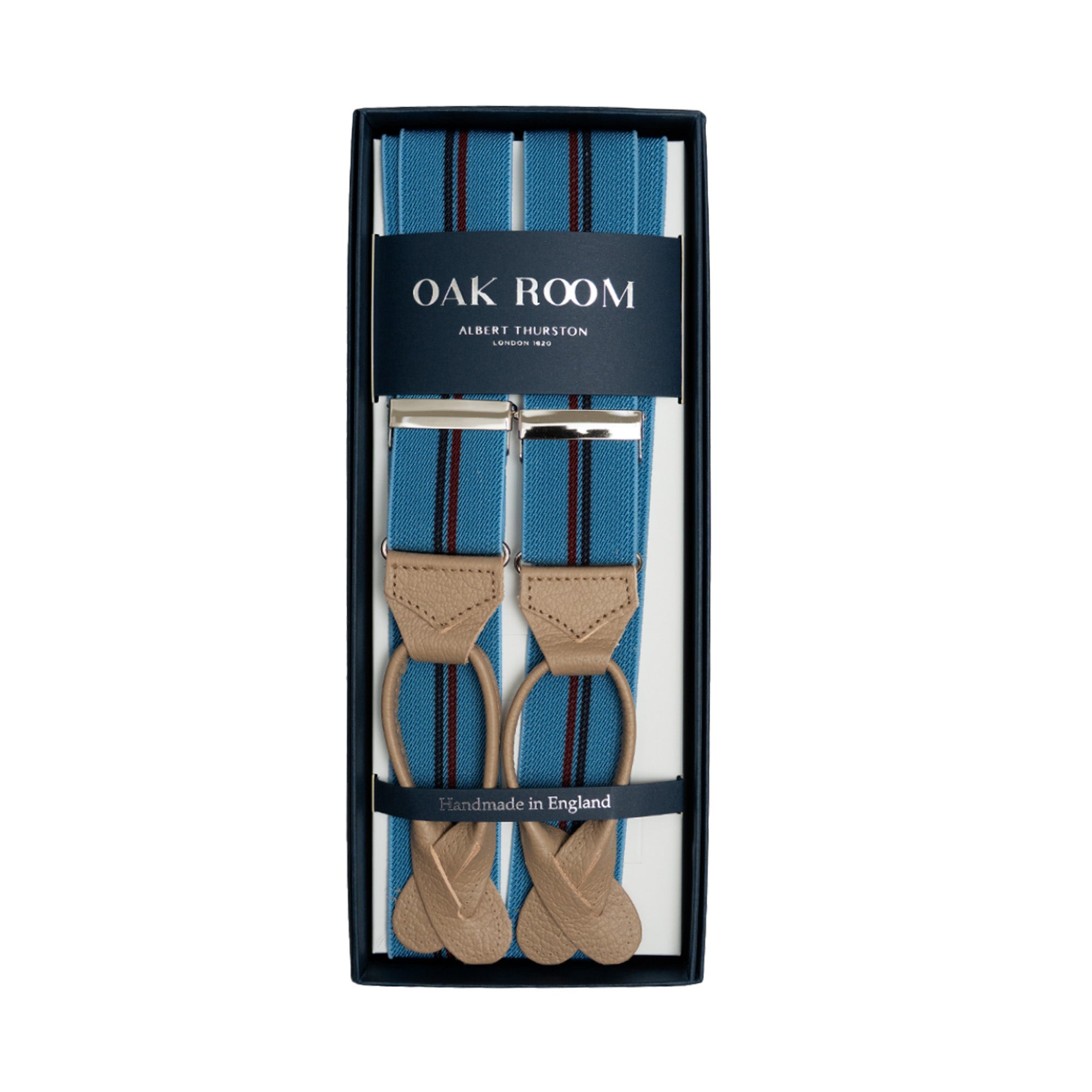 Albert Thurston | Gray & Ivory Stripe Braces – OAKROOM